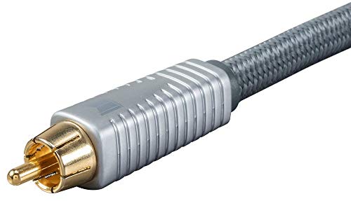 Monolith RCA Cable - Silver - 3 Feet Chord, 24K Gold Plated Connectors, AL foil, OFC Copper Braided Shield