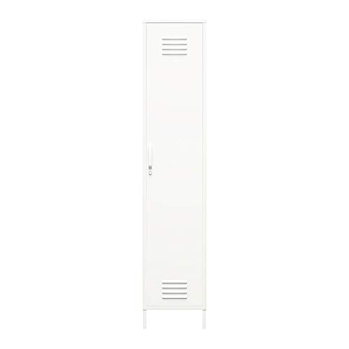 REALROOMS Shadwick 1 Door Tall Single Metal Locker Style Storage Cabinet, Soft White