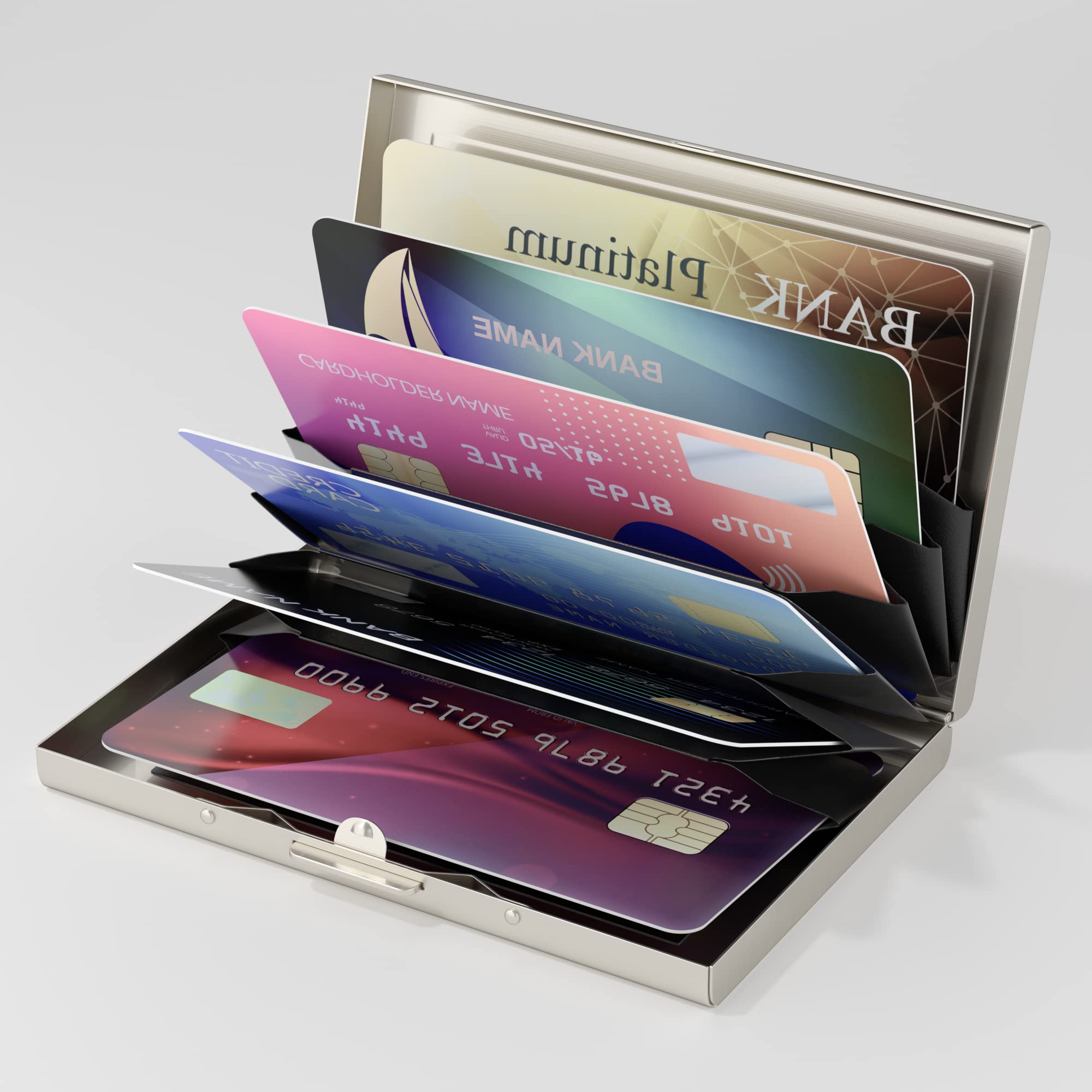 howfateam Credit Card Holder，Slim Card Holder Wallet，RFID protective Metal Card Holders, Credit Cards Card Organizer for Women Men,Round Mandala