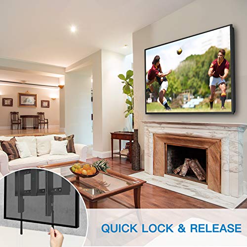 PERLESMITH Fixed TV Wall Mount Bracket Low Profile for 32-82 inch LED, LCD, and OLED Flat Screen TVs - Fits 16β- 24β Wood Studs, Fixed TV Mount with VESA 600 x 400mm Holds up to132lbs (PSLLK1), Black