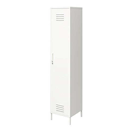 REALROOMS Shadwick 1 Door Tall Single Metal Locker Style Storage Cabinet, Soft White