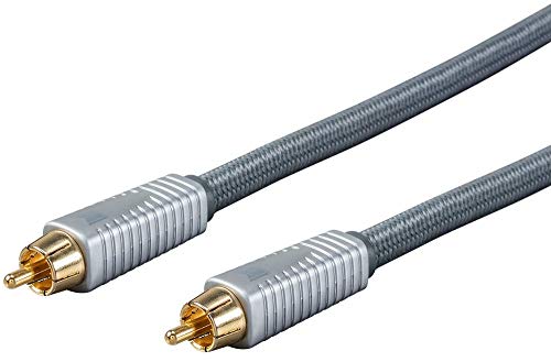 Monolith RCA Cable - Silver - 3 Feet Chord, 24K Gold Plated Connectors, AL foil, OFC Copper Braided Shield