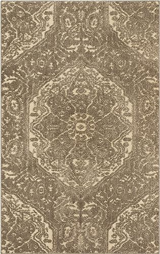 Mohawk Home Francesca Ornamental Medallion Sand 5' x 8' Shag Area Rug Perfect for Living Room, Dining Room, Office