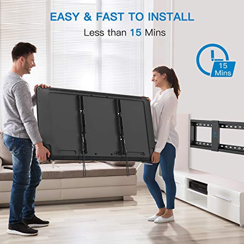 PERLESMITH Fixed TV Wall Mount Bracket Low Profile for 32-82 inch LED, LCD, and OLED Flat Screen TVs - Fits 16β- 24β Wood Studs, Fixed TV Mount with VESA 600 x 400mm Holds up to132lbs (PSLLK1), Black