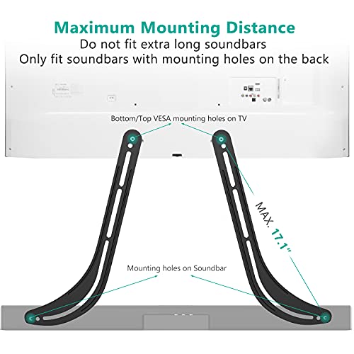 WALI Sound Bar Mount Bracket for Mounting Above or Under TV, Fits 32 to 70 inch TVs, 33 lbs. Weight Capacity (SBR201), Black