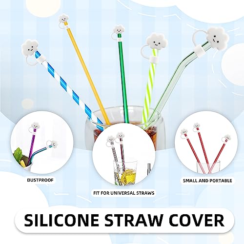Straw Cover Cap Compatible with Stanley 40/30 oz The Quencher H2.0 Flowstate Tumbler with Handle Straw Topper for Stanley Cup Accessories (Straw Cover Cap - 10mm - 2 Packs - White Cloud)