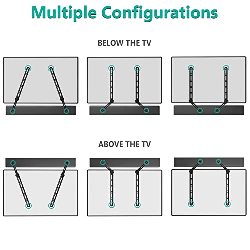 WALI Sound Bar Mount Bracket, for Mounting Above or Under TV, with Adjustable 3 Angled Extension Arm, Fits Most 23 to 65 Inch TVs, up to 33 lbs (SBR202)