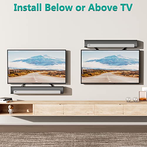 WALI Sound Bar Mount Bracket, for Mounting Above or Under TV, with Adjustable 3 Angled Extension Arm, Fits Most 23 to 65 Inch TVs, up to 33 lbs (SBR202)