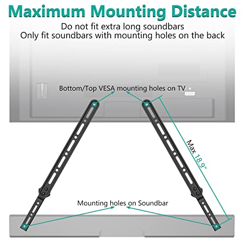 WALI Sound Bar Mount Bracket, for Mounting Above or Under TV, with Adjustable 3 Angled Extension Arm, Fits Most 23 to 65 Inch TVs, up to 33 lbs (SBR202)