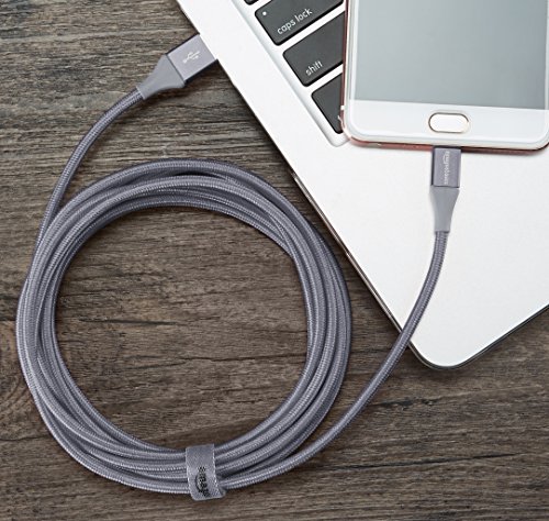 Amazon Basics Double Braided Nylon USB 2.0 A to Micro B Cable, 10 Feet, Dark Gray