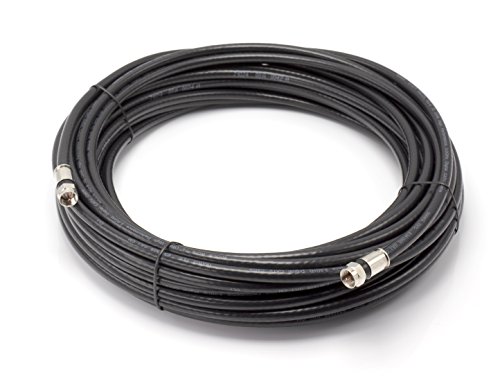 100' Feet, Black RG6 Coaxial Cable (Coax Cable) with Weather Proof Connectors, F81 / RF, Digital Coax - AV, Cable TV, Antenna, and Satellite, CL2 Rated, 100 Foot