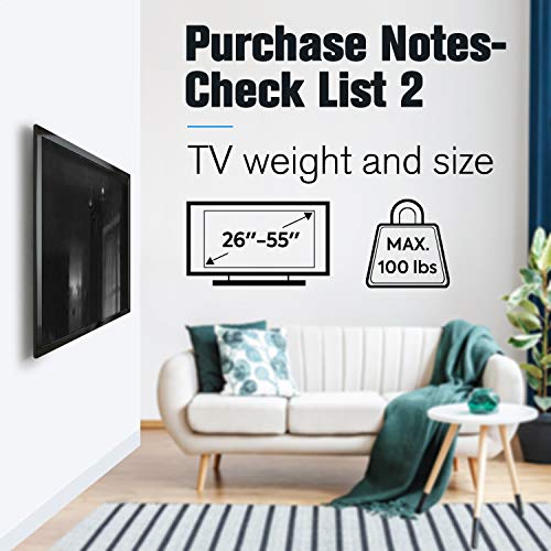 Mounting Dream TV Mount Fixed for Most 26-55 Inch LED, LCD and Plasma TV, TV Wall Mount TV Bracket up to VESA 400x400mm and 100 LBS Loading Capacity, Low Profile and Space Saving Flat Mount MD2361-K