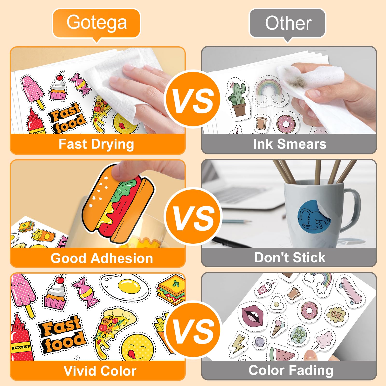 Sticker Paper for Inkjet Printer 30 Sheets Sticker Paper Glossy Waterproof - Size 8.5''x11" A4 - Inkjet & Laser Printer