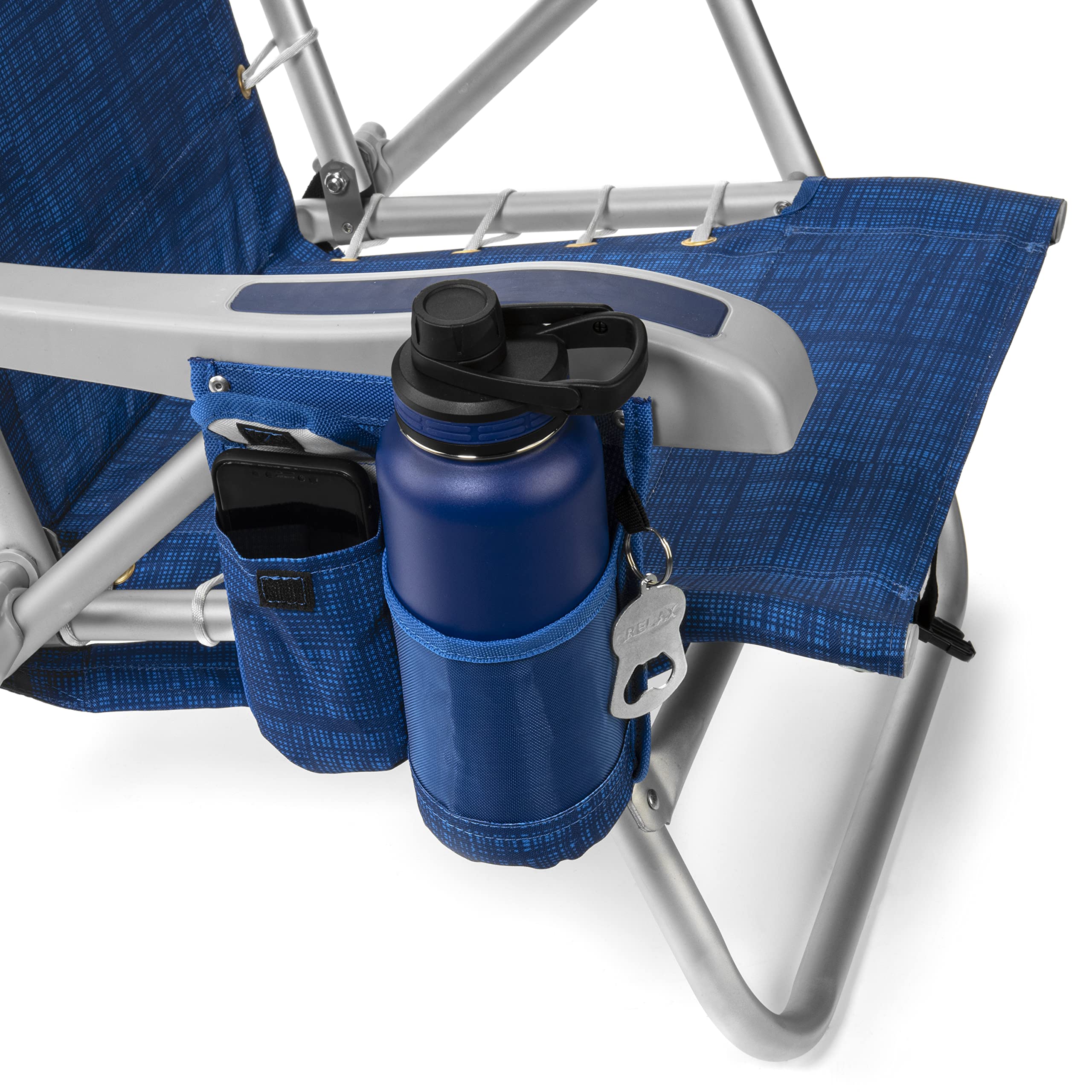 Homevative Cooler+ Folding Backpack Beach Chair with 5 Positions, Towel bar, XL Cooler Pouch, Storage Net, Cup and Phone Holder, Sunshine, 2 Pack