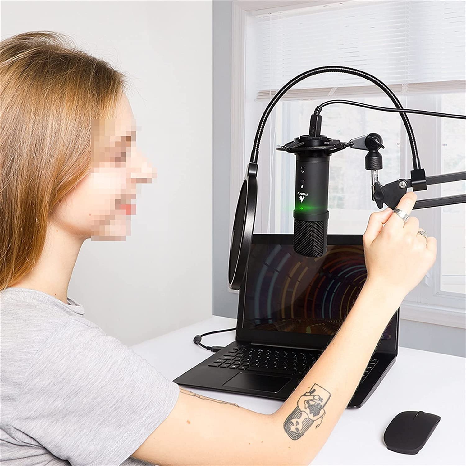 Wireless Microphones PM401 USB Microphone Set 192KHz/24Bit Microfone Professional Cardioid Condenser Podcast Mic with Mute Button Jack Microphone to Sing.