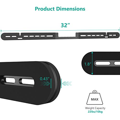 WALI Soundbar Wall Mount, Designed for Sonos Arc, Low Profile Sound Bar Mount Bracket Under TV with Hardware Kit,Easy to Install (SON003-B), Black