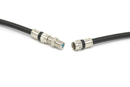 100' Feet, Black RG6 Coaxial Cable (Coax Cable) with Weather Proof Connectors, F81 / RF, Digital Coax - AV, Cable TV, Antenna, and Satellite, CL2 Rated, 100 Foot