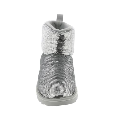 UGG Unisex-Child Classic Mini Mirror Ball Boot, Silver, 11 Toddler