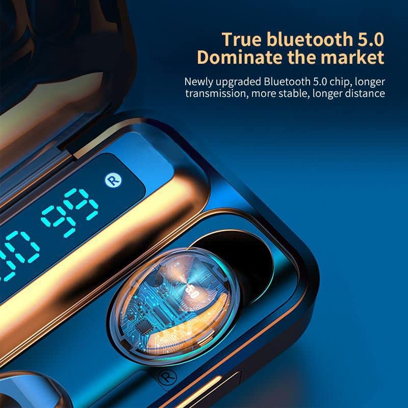 (2022 Upgraded) Wireless Bluetooth Earbuds 2000mAh Charging Compartment Power Bank Magnetic Switch 8D Stereo Sound Mini in-Ear Running Sport Headset Support iOS/Android Mobile Phone