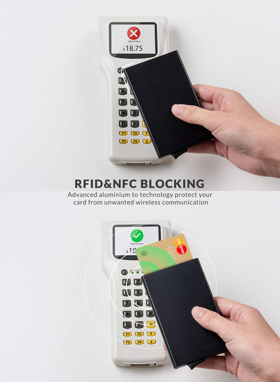 VULKIT Pop Up Wallet, Slim Minimalist Credit Card Holder For Men and Women RFID Blocking Mini Metal Case Midnight Green