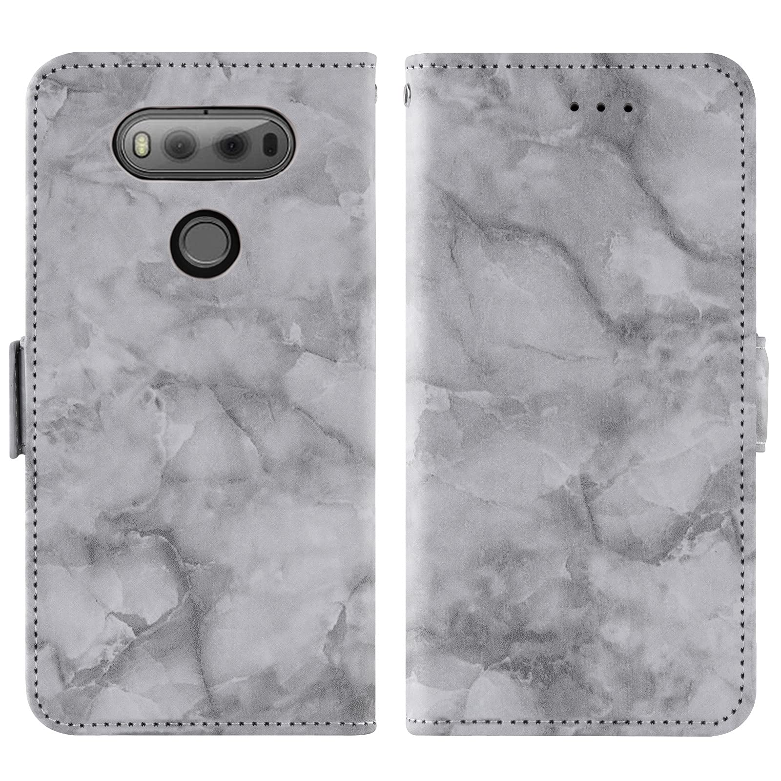 Asuwish Compatible with LG V20 Case and Tempered Glass Screen Protector Cell Accessories Card Holder Slot Kickstand Protective Hybrid Flip Folio Marble Wallet Phone Covers for LGV20 LG20 V 20 Black