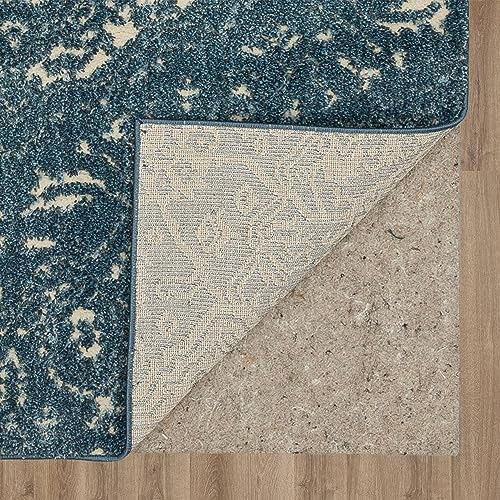 Mohawk Home Francesca Ornamental Medallion Denim Blue 8' x 10' Shag Area Rug Perfect for Living Room, Dining Room, Office