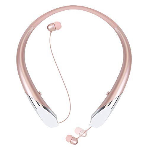 Bluetooth Headphones Retractable Earbuds Wireless Neckband Headset Sports Noise Cancelling Stereo Earphones with Mic