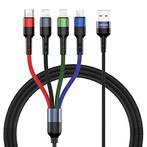 2Pack Multi Charging Cable YOUSAMS Multiple Charger Cord Nylon Braided 10ft/3m 4 in 1 USB Charge Cord with Phone/Type C/Micro USB Connector for Phone/Galaxy S9/S8/S7 and More