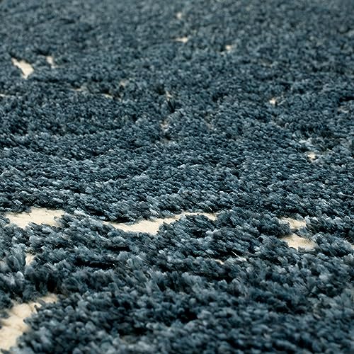 Mohawk Home Francesca Ornamental Medallion Denim Blue 8' x 10' Shag Area Rug Perfect for Living Room, Dining Room, Office