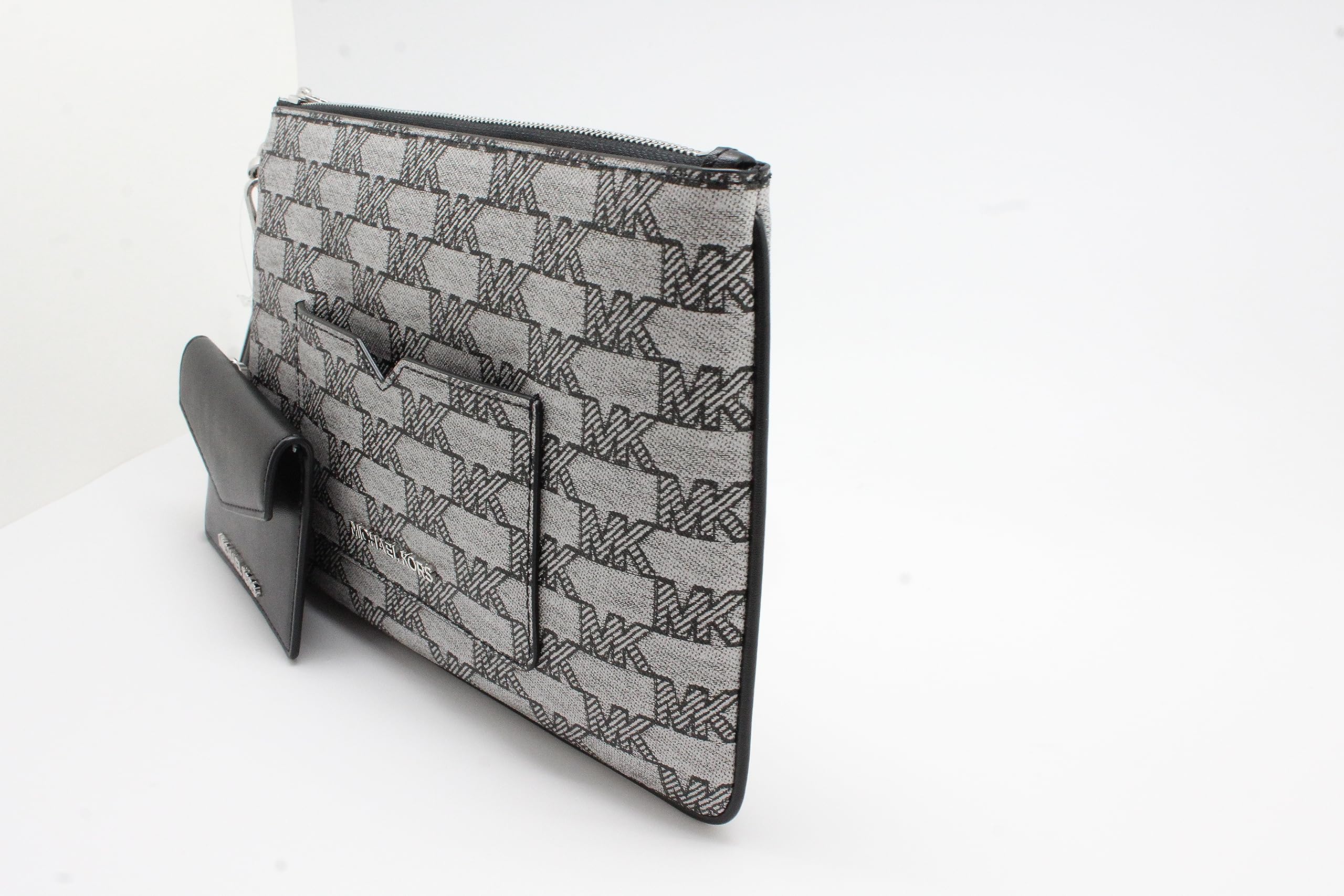 Michael Kors Jet Set Item Large 2 In 1 Card Case and Wristlet Clutch MK Signature (Black)