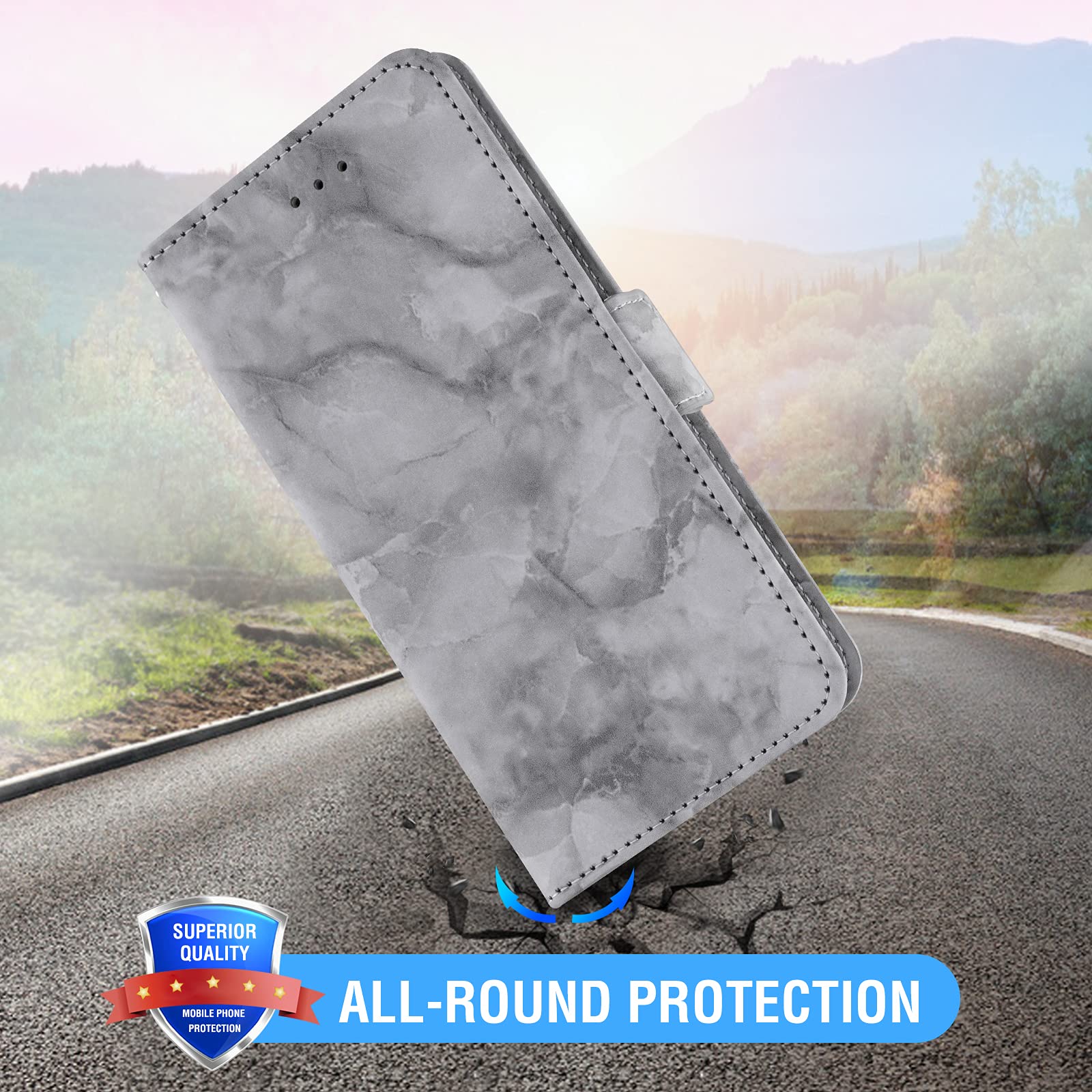 Asuwish Compatible with LG V20 Case and Tempered Glass Screen Protector Cell Accessories Card Holder Slot Kickstand Protective Hybrid Flip Folio Marble Wallet Phone Covers for LGV20 LG20 V 20 Black