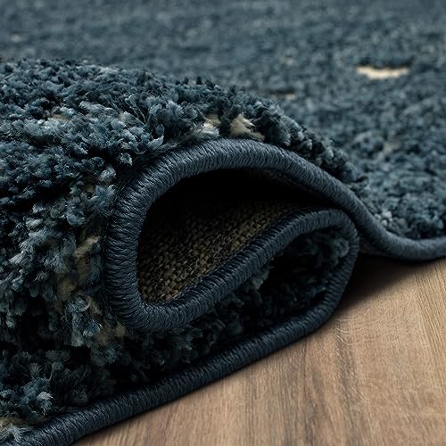 Mohawk Home Francesca Ornamental Medallion Denim Blue 8' x 10' Shag Area Rug Perfect for Living Room, Dining Room, Office
