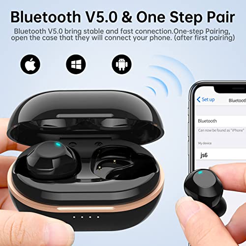 Active Noise Cancelling Wireless Earbuds Picun v5.0 Bluetooth Headphones Touch Control Premium Hifi Stereo in-Ear Wireless Headphones with HD Mic, IPX5 Waterproof, Mono/Twin Mode for Sport Workout Gym