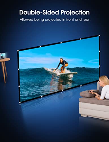 Projector Screen 120 inch, Osoeri 4K 16:9 HD Rear Front Projector Screen Anti-Crease Foldable Projection Screen Double-Sided Portable Outdoor Indoor Projector Screen for Movie Home Theater Yard Travel