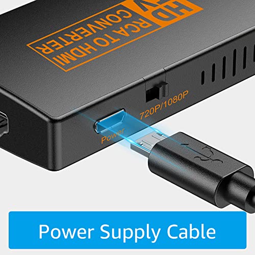 ZUKVYE RCA to HDMI Converter, AV to HDMI Adapter Support 1080P PAL/NTSC Compatible with PS one, PS2, PS3, STB, Xbox, VHS, VCR, Blue-Ray DVD Players( with HDMI Cable )