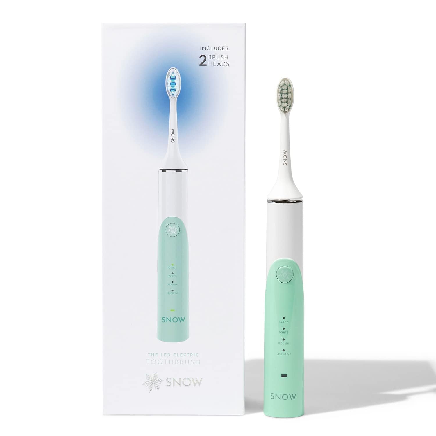 Snow LED Electric Toothbrush - Rechargeable Electronic Brush for Adults - Sonic Technology w/LED Light Whitening & Cleaning Powered w/Sonic Technology for Oral Routine Sea Breeze Green