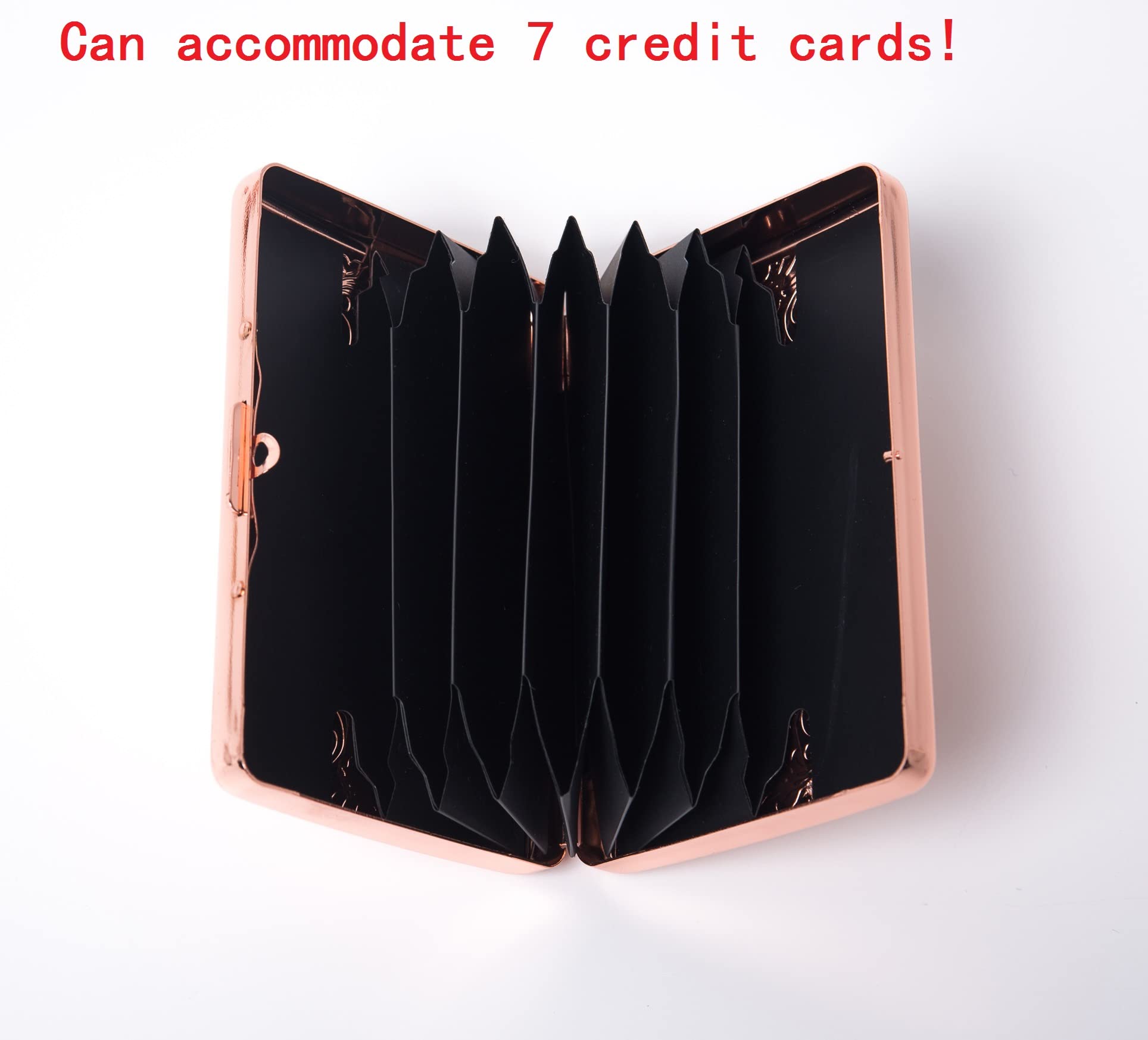 HAPUTDY RFID Metal Blocking Credit Card Holder/Travel Wallet/Protective Case (7 Cards Rose gold)