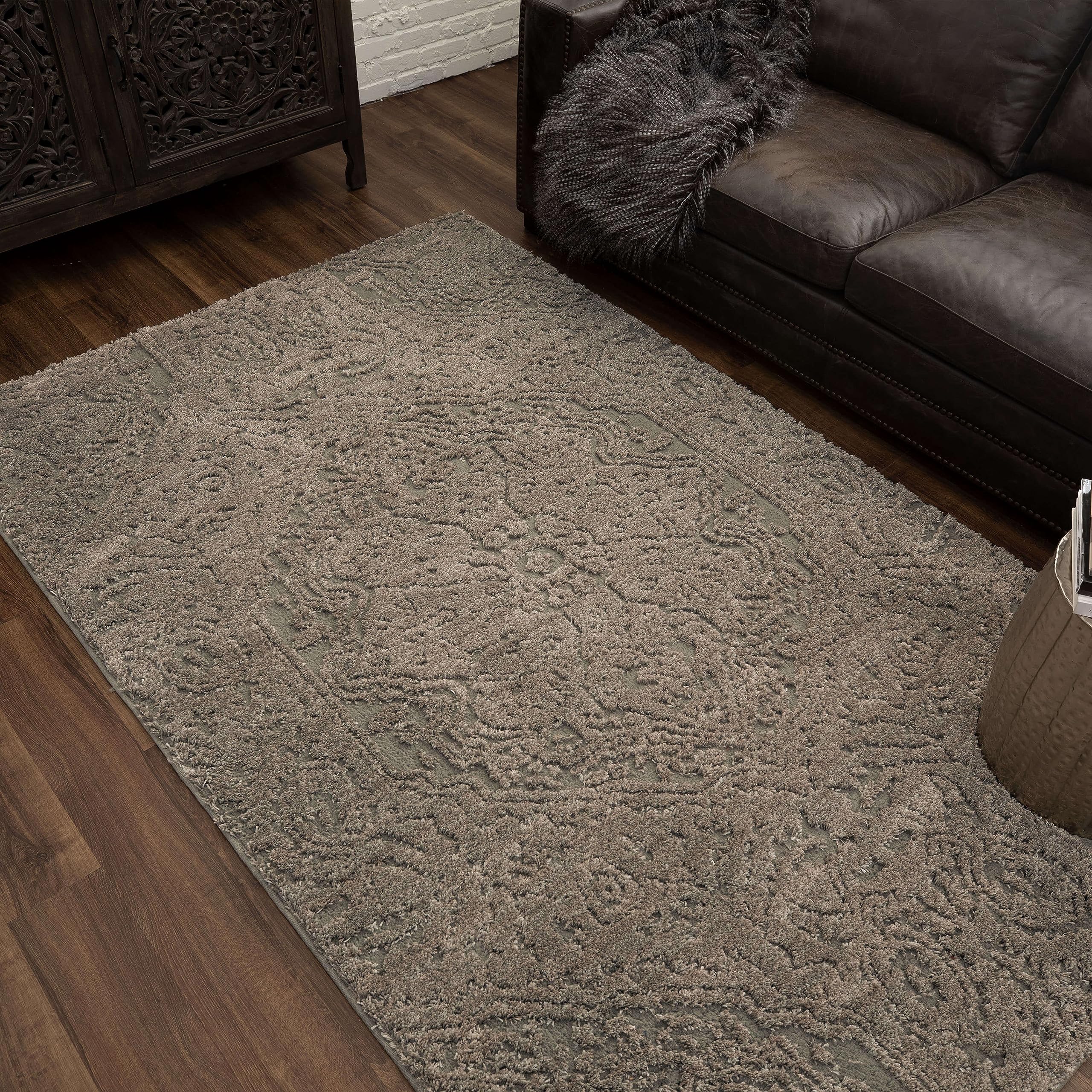 Mohawk Home Francesca Ornamental Medallion Gray 5' x 8' Shag Area Rug Perfect for Living Room, Dining Room, Office