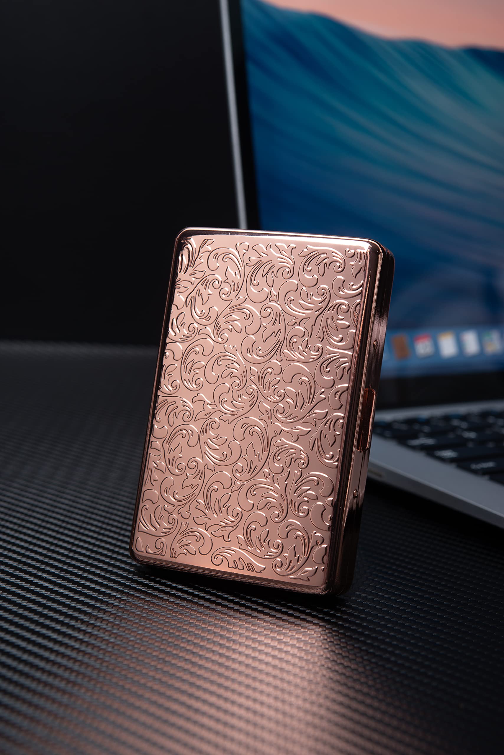 HAPUTDY RFID Metal Blocking Credit Card Holder/Travel Wallet/Protective Case (7 Cards Rose gold)