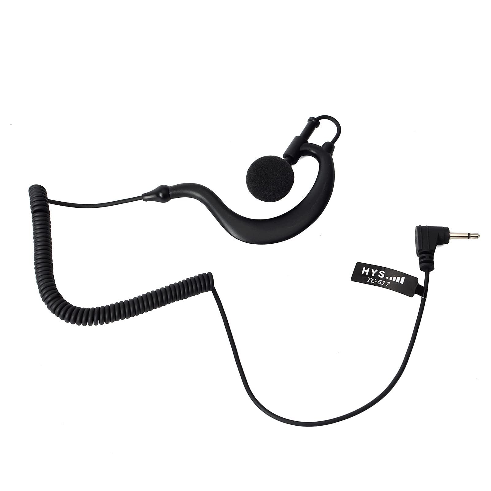 HYS 2.5mm Receiver/Listen Only Earphone TC-617 G Shape Soft Flexible Ear Hook Earpiece Headset for Two-Way Radios, Transceivers and Radio Speaker Mics Jacks