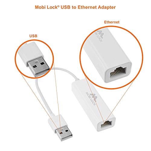 USB Ethernet (LAN) Network Adapter Compatible with Laptop, Computers and All USB 2.0 Compatible Devices Including Windows 11/10/8.1/8 / 7 / Vista/XP by Mobi Lock