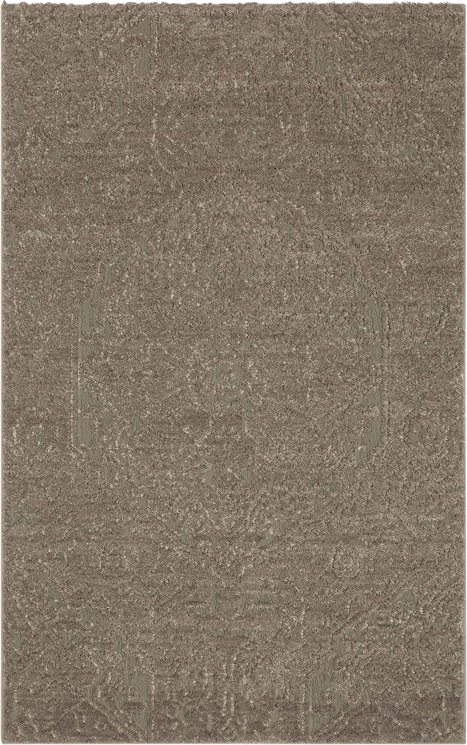 Mohawk Home Francesca Ornamental Medallion Gray 5' x 8' Shag Area Rug Perfect for Living Room, Dining Room, Office