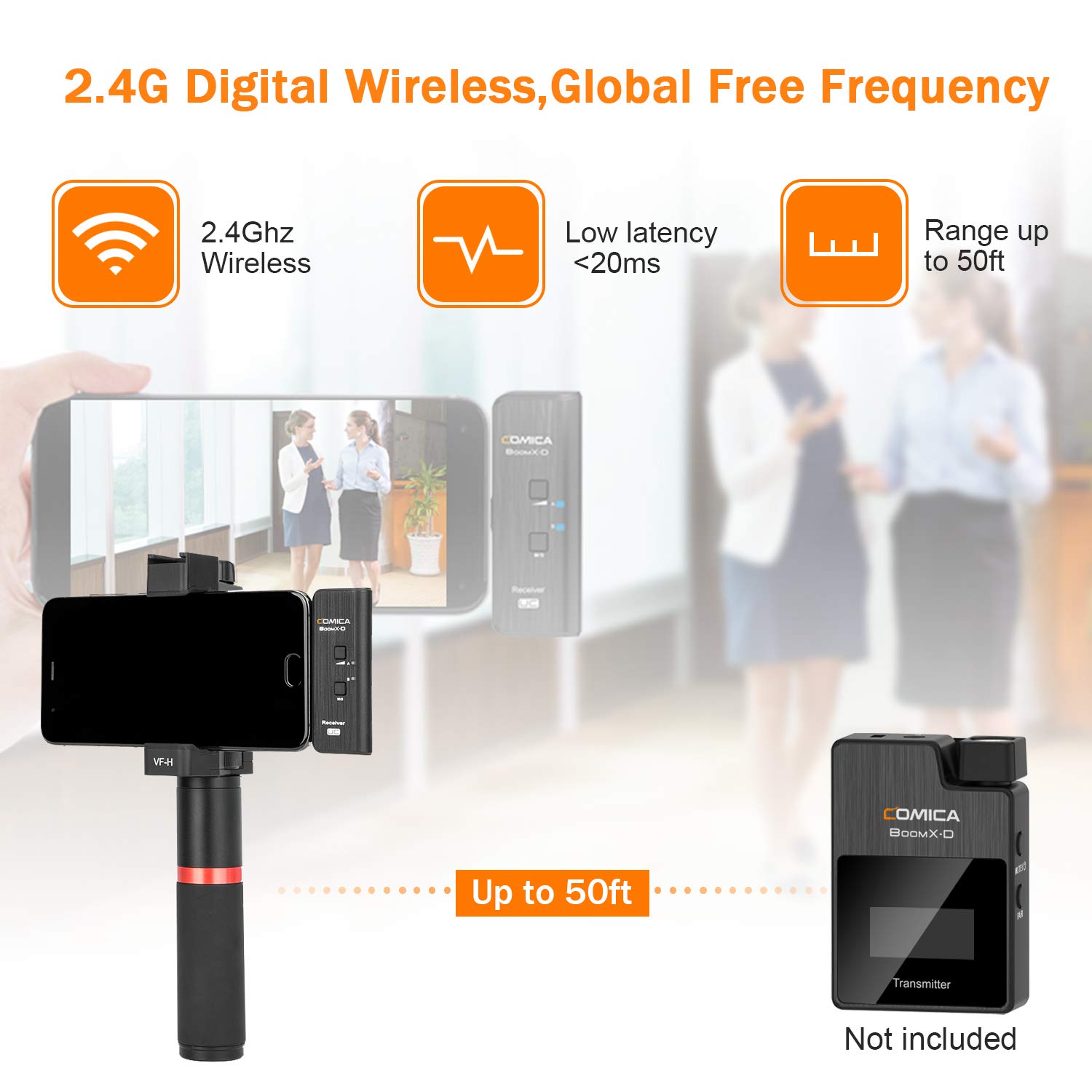 Comica BoomX-DUC RX Wireless Microphone Receiver for Comica BoomX-D 2.4G Wireless Microphone System(Not Compatible with The New Version of BoomX-D)