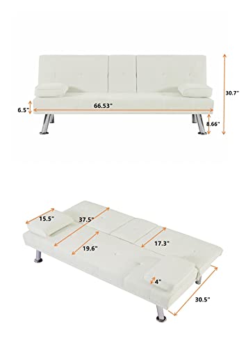 Eafurn Upholstered Futon Sofa Bed with Mattress and Frame, Convertible Loveseat Lounge Couch Daybed,Folding Love Seat w/Adjustable Backrest,Small Tufted Sofa & Couches for for Overnight Guest