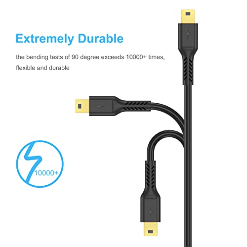 3ft Mini USB Cable, Standard USB 2.0 to Mini B Male Charger Cord Durable USB Mini to USB Charging Cable Compatible with PS3 Controller, MP3 Player, Camera, Dash Cam, Garmin GPS, Hero 3+(Black)