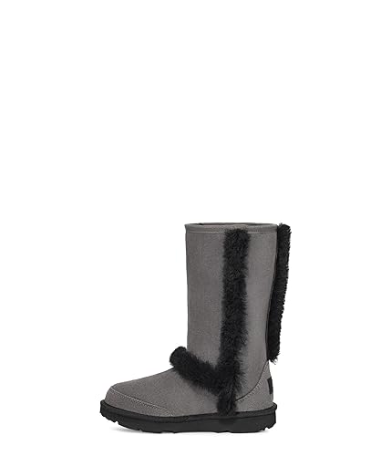 UGG Unisex-Child Sunburst Tall Boot, Grey/Black, 5 Big Kid