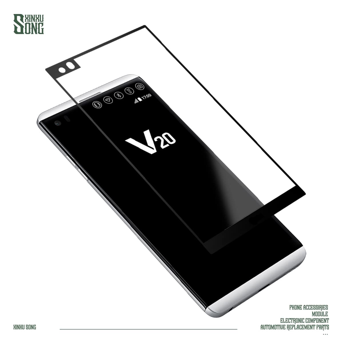 XINXUSONG 3 Pack Screen Protector for L G V20 H918 H915 LS997 US996 VS995 H990 H910 H990DS,Anti-Scratch 9H Hardness Full Coverage Silk Print Black Tempered glass Protective Film.