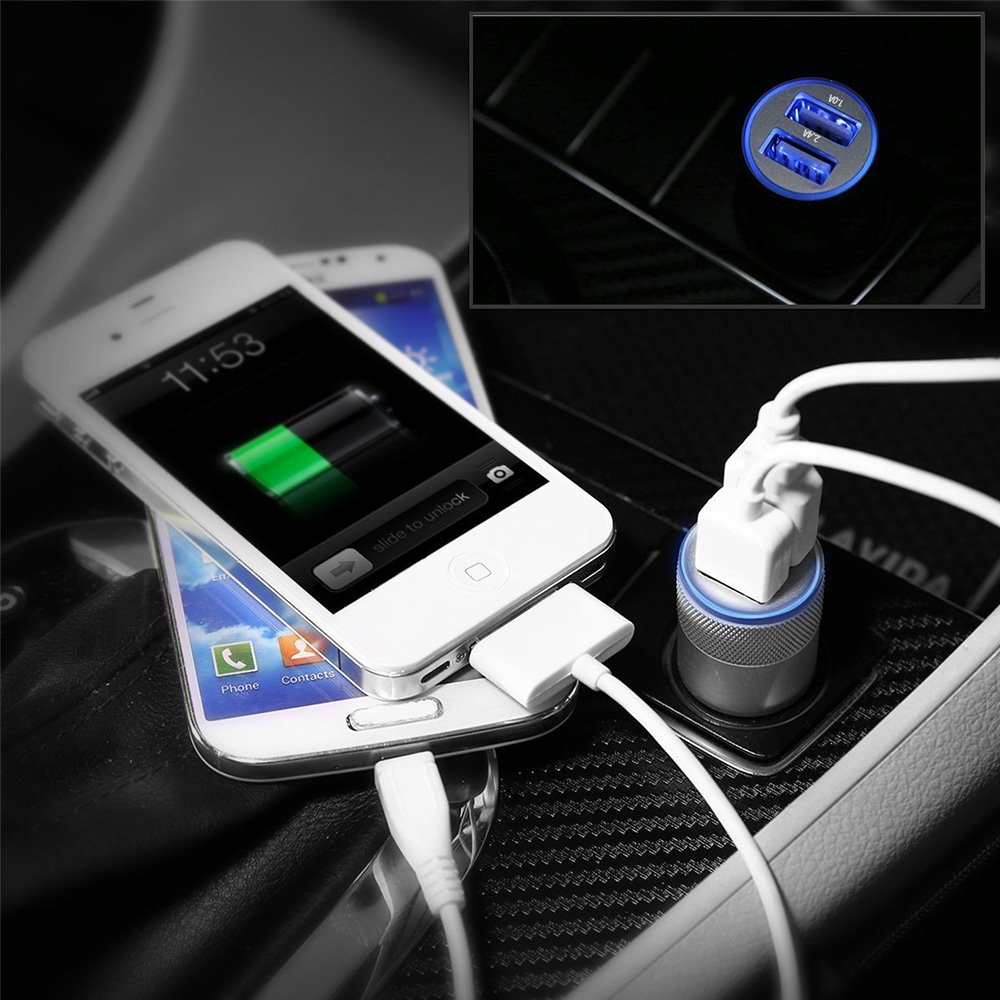 Car Charger,Sicodo 3.4A 2 Pack USB Smart Port Charger Compatible with iPhone 16 15 14 13 12 SE 11 X Pro, Max, Samsung Galaxy S24 S23 S22 S21 S20, Note20 10, LG V60 V50 V40,Google Pixel,iPad Pro