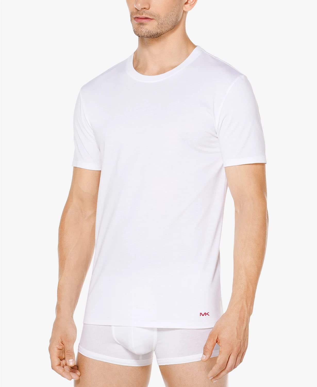Michael Kors Men`s Performance Cotton Crew Neck T-Shirts 3 Pack (W(RR2C001013)/W, Medium)