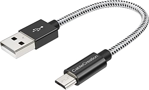 Short Micro USB Cable, CableCreation USB to Micro USB 24 AWG Triple Shielded Fast Charger Cable, Compatible with TV Stick, PS4, Chromecast, Power Bank, Android Phone, 0.5FT/6 inch Black